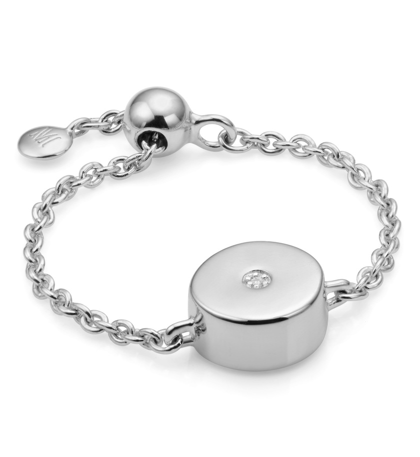 Linear Solo Adjustable Friendship Diamond Ring in Sterling Silver and ...