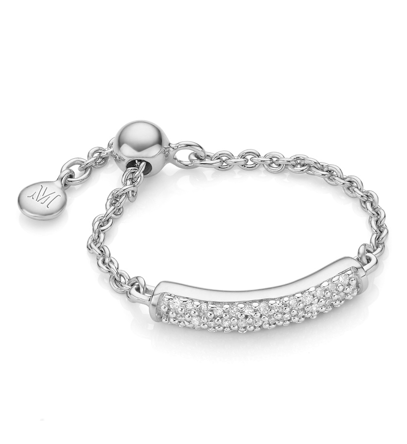 Fiji Bar Adjustable Friendship Diamond Ring in Sterling Silver and ...