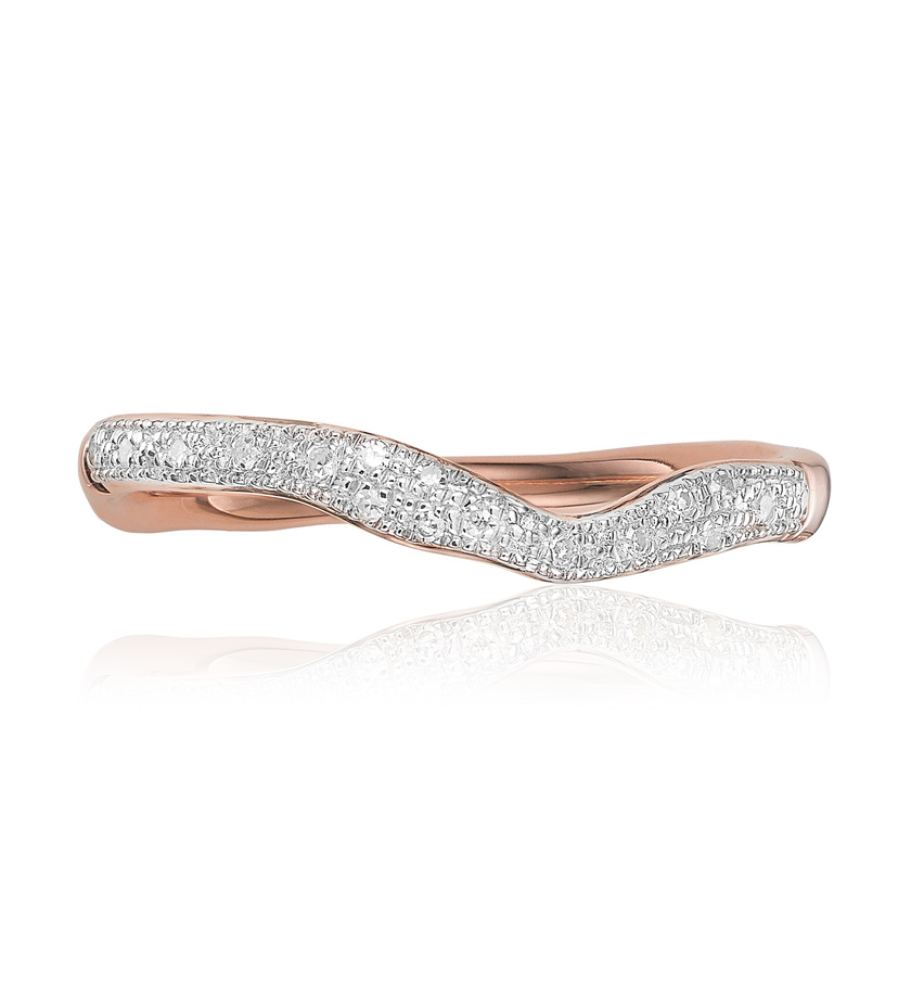 Riva Diamond Wave Stacking Ring in 18k Rose Gold Vermeil On Sterling ...