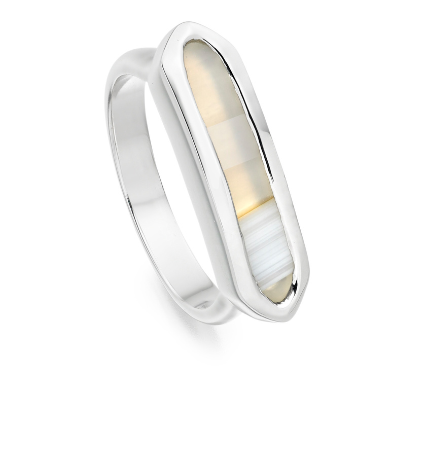 Baja Ring in Sterling Silver and Grey Agate | Jewellery by Monica Vinader