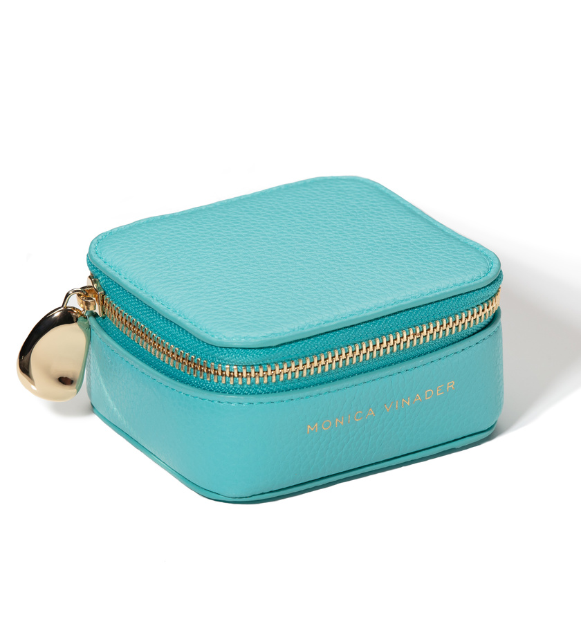 Leather Trinket Box in Leather - Turquoise | Jewellery by Monica Vinader
