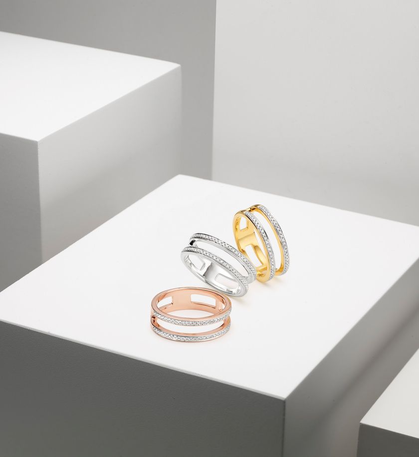 Skinny Double Band Ring in Sterling Silver and Diamond | Jewellery by ...