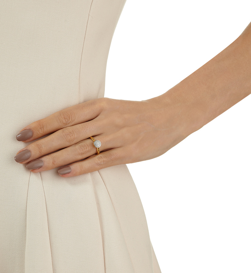 Fiji Button Ring in 18k Gold Vermeil on Sterling Silver and Diamond ...