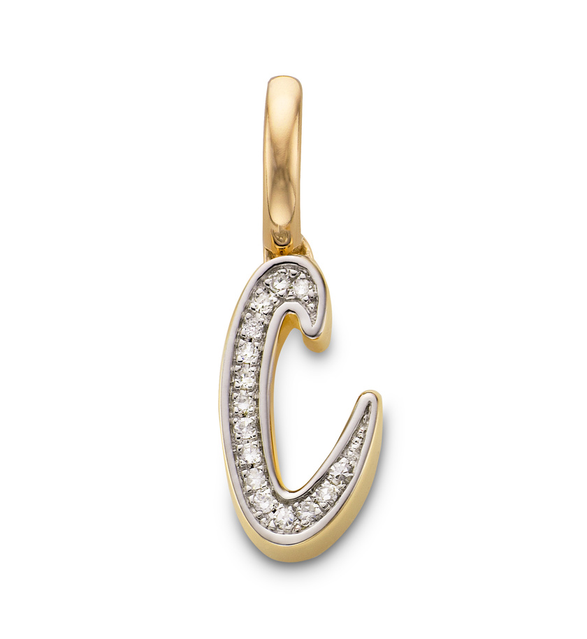 Alphabet C Diamond Pendant Charm in 18k Gold Vermeil on Sterling Silver ...