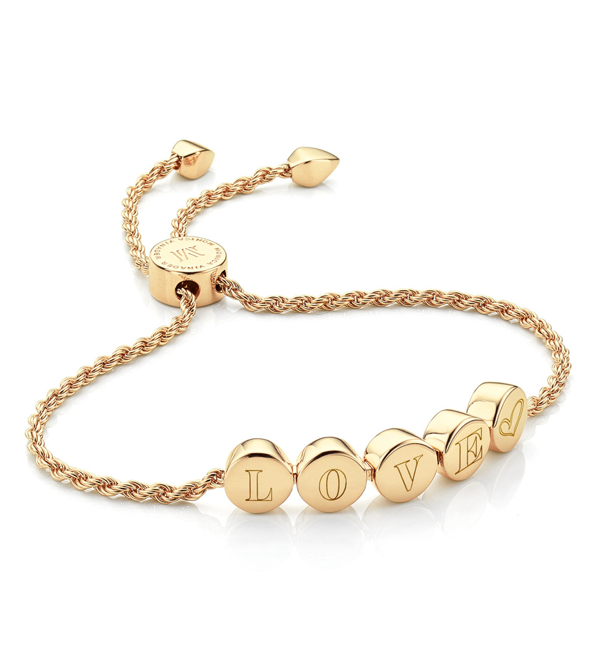 Linear Bead Friendship Chain Bracelet in 18k Gold Vermeil on Sterling ...