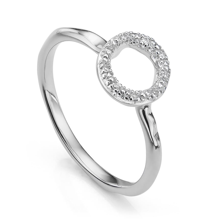 Riva Mini Circle Stacking Ring in Sterling Silver and Diamond ...