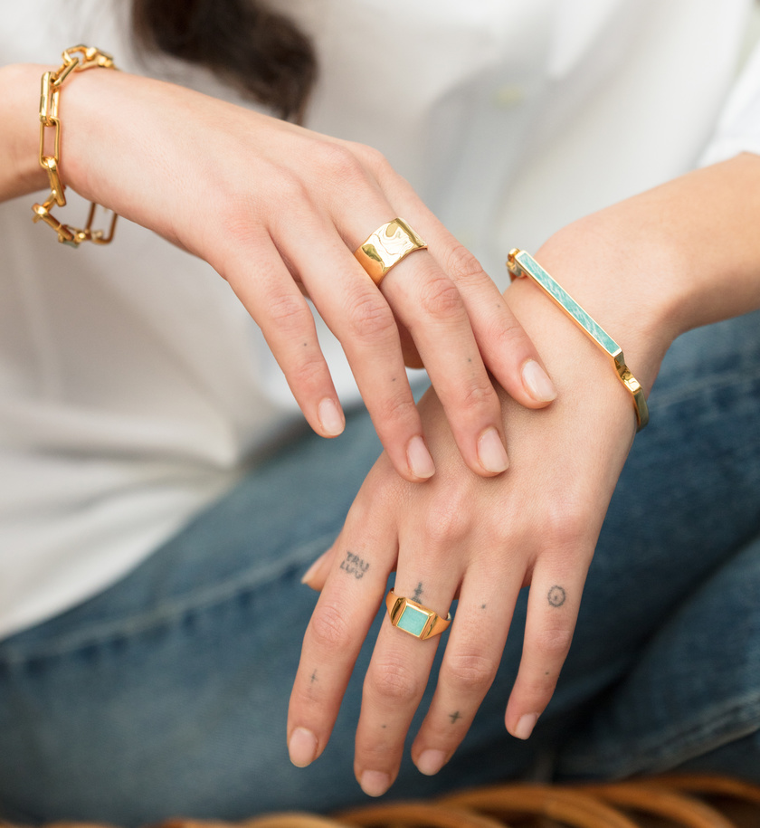 Signature Signet Gemstone Ring in 18ct Gold Vermeil on Sterling Silver ...