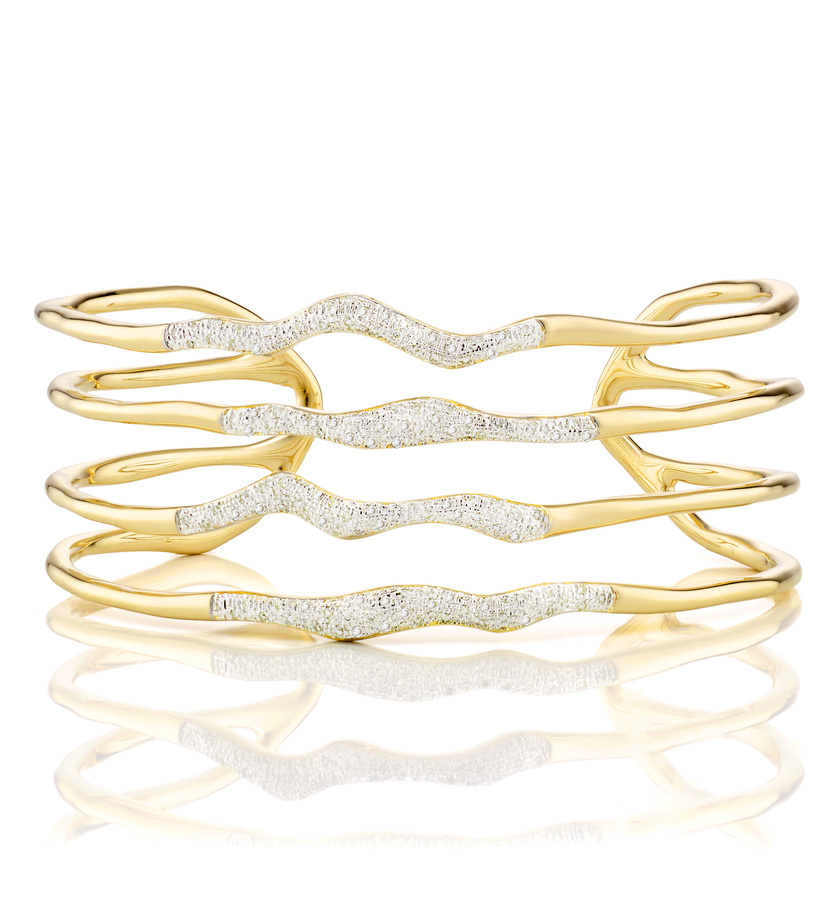 Riva Diamond Hero Wave Cuff in 18k Gold Vermeil on Sterling Silver and ...