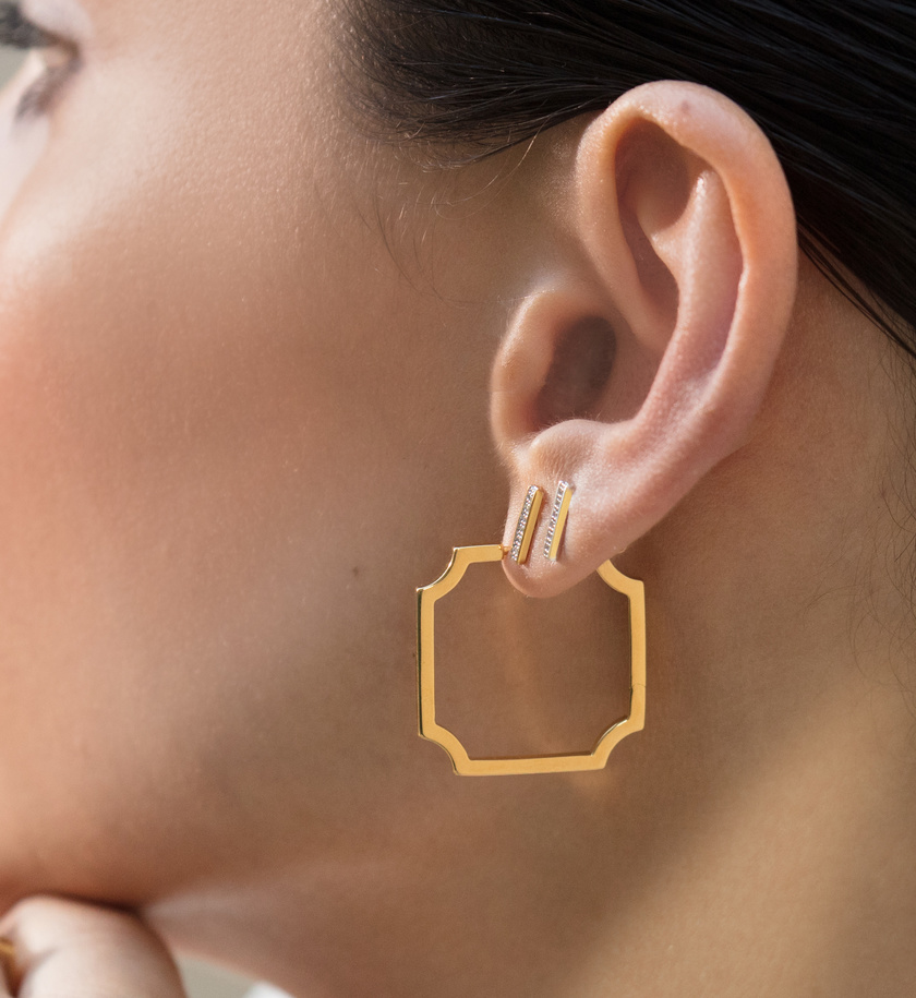 Signature Skinny Medium Hoop Earrings in 18k Gold Vermeil on Sterling ...