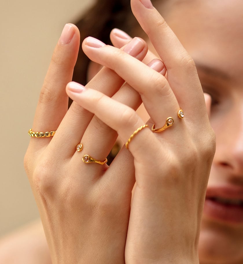 Mini Gem Open Ring in 18k Gold Vermeil on Sterling Silver and White ...