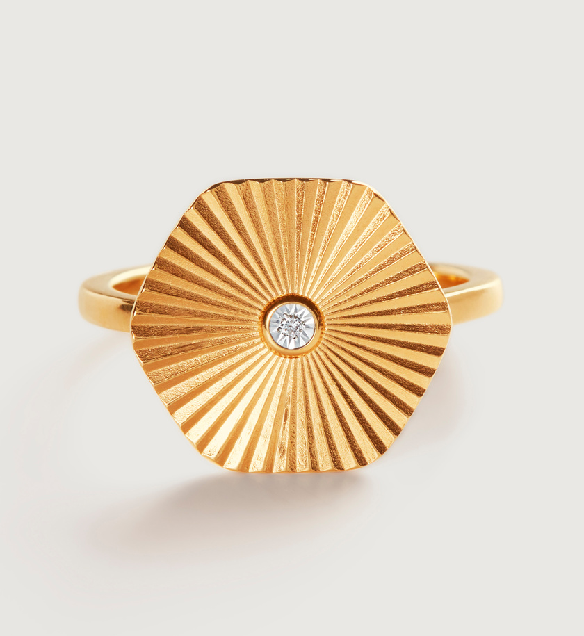 Disco Diamond Ring in 18k Gold Vermeil on Sterling Silver and Diamond ...