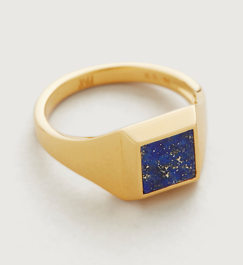 Signature Signet Gemstone Ring in 18ct Gold Vermeil on Sterling Silver ...