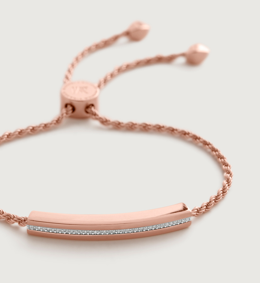Linear Diamond Chain Bracelet in 18k Rose Gold Vermeil On Sterling ...