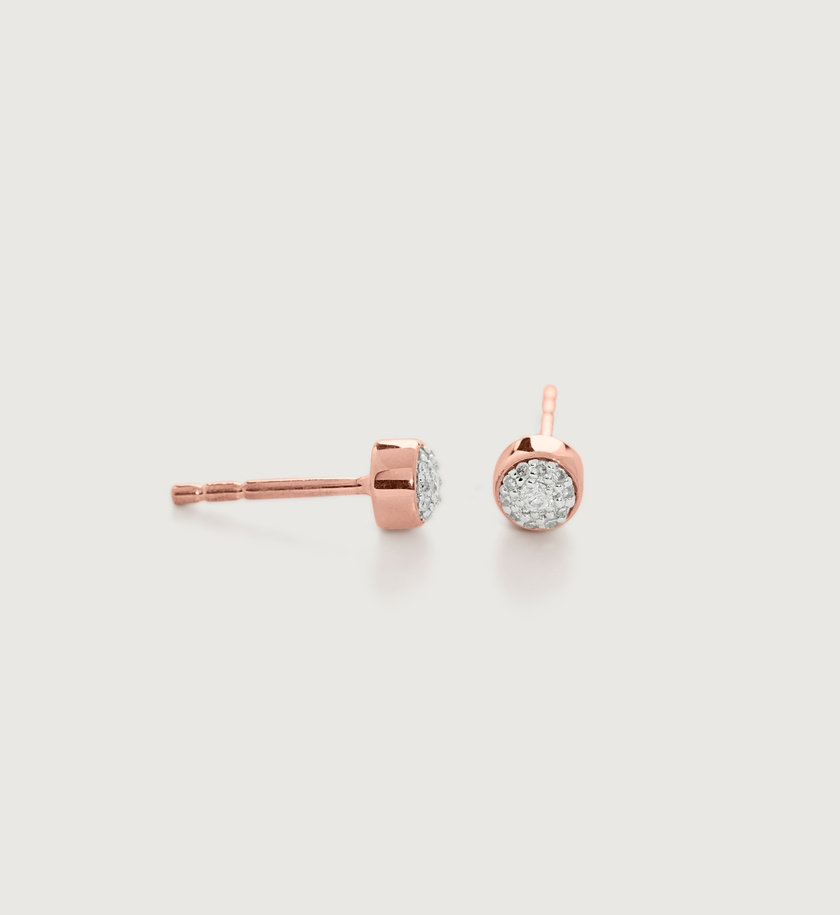 Fiji Tiny Button Diamond Stud Earrings in 18ct Rose Gold Vermeil On ...