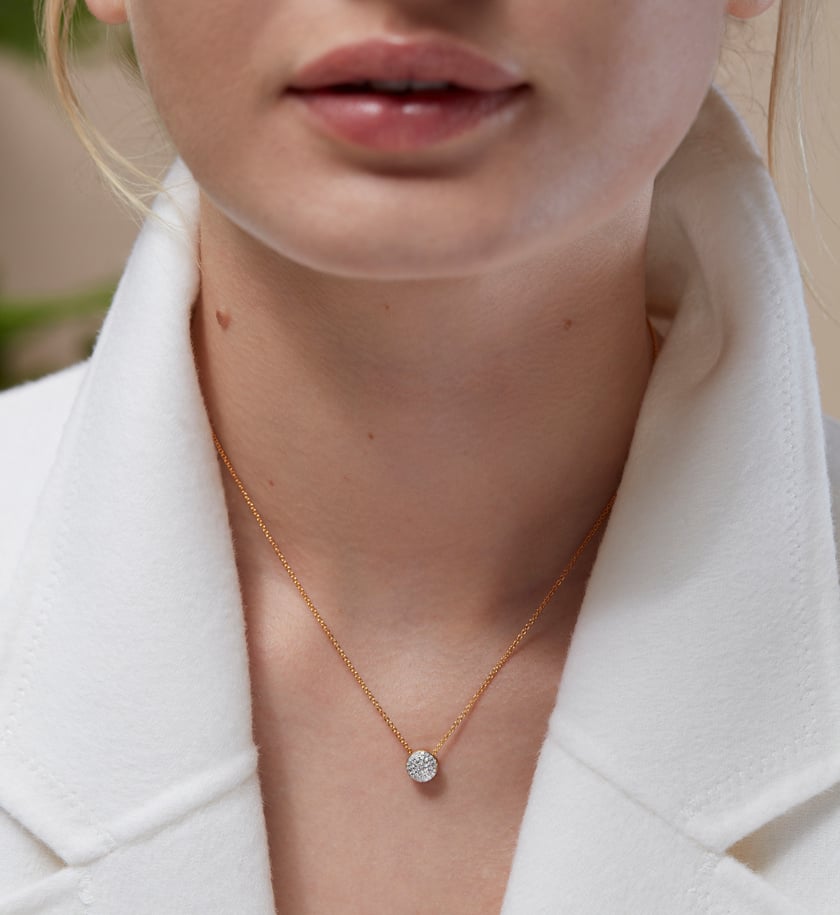 Fiji Button Diamond Necklace Adjustable 43cm/17' in 18k Gold Vermeil on ...