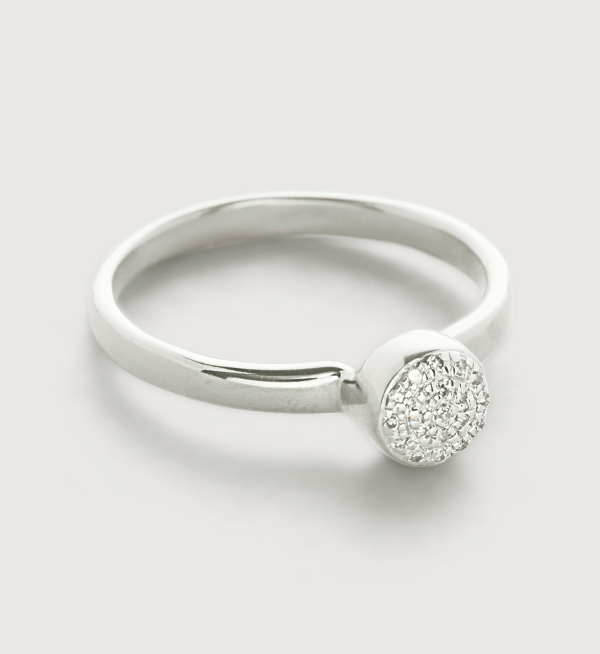 Fiji Mini Button Stacking Ring in Sterling Silver and Diamond ...