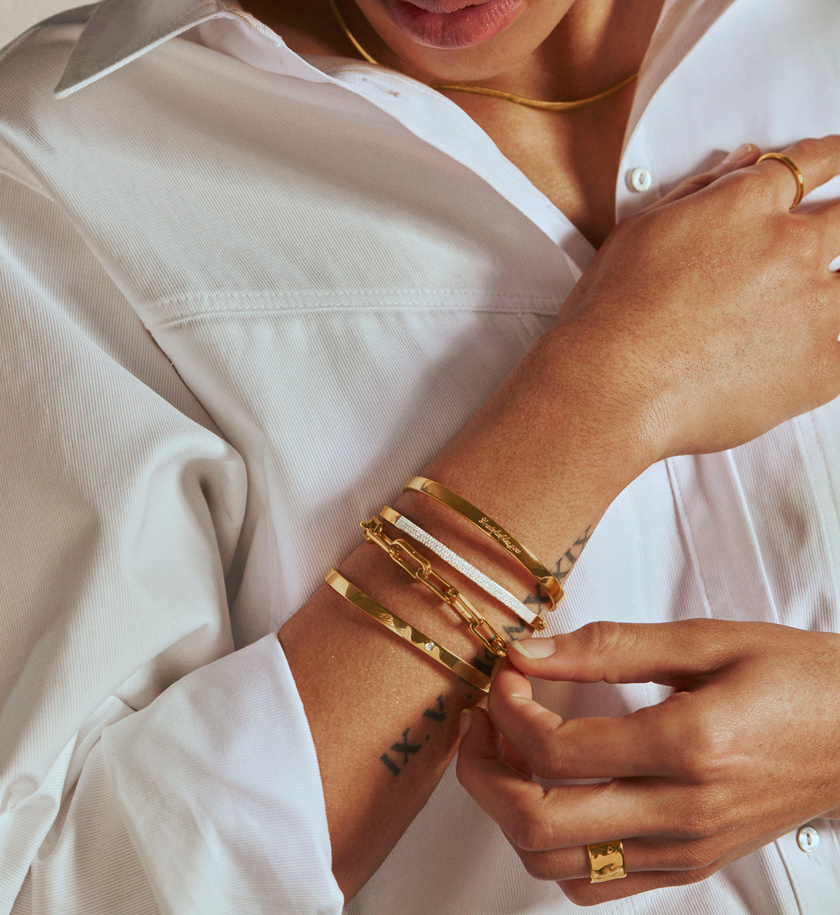 Essential Bangle in 18k Gold Vermeil on Sterling Silver | Jewellery by Monica Vinader