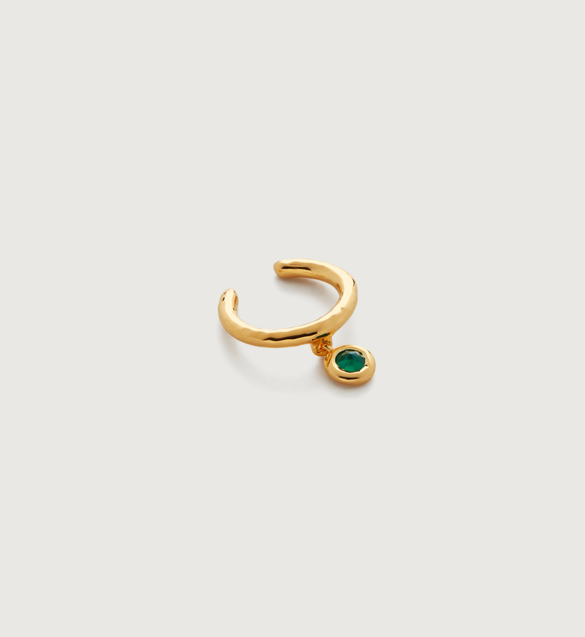 Mini Gem Ear Cuff in 18ct Gold Vermeil on Sterling Silver and Green ...