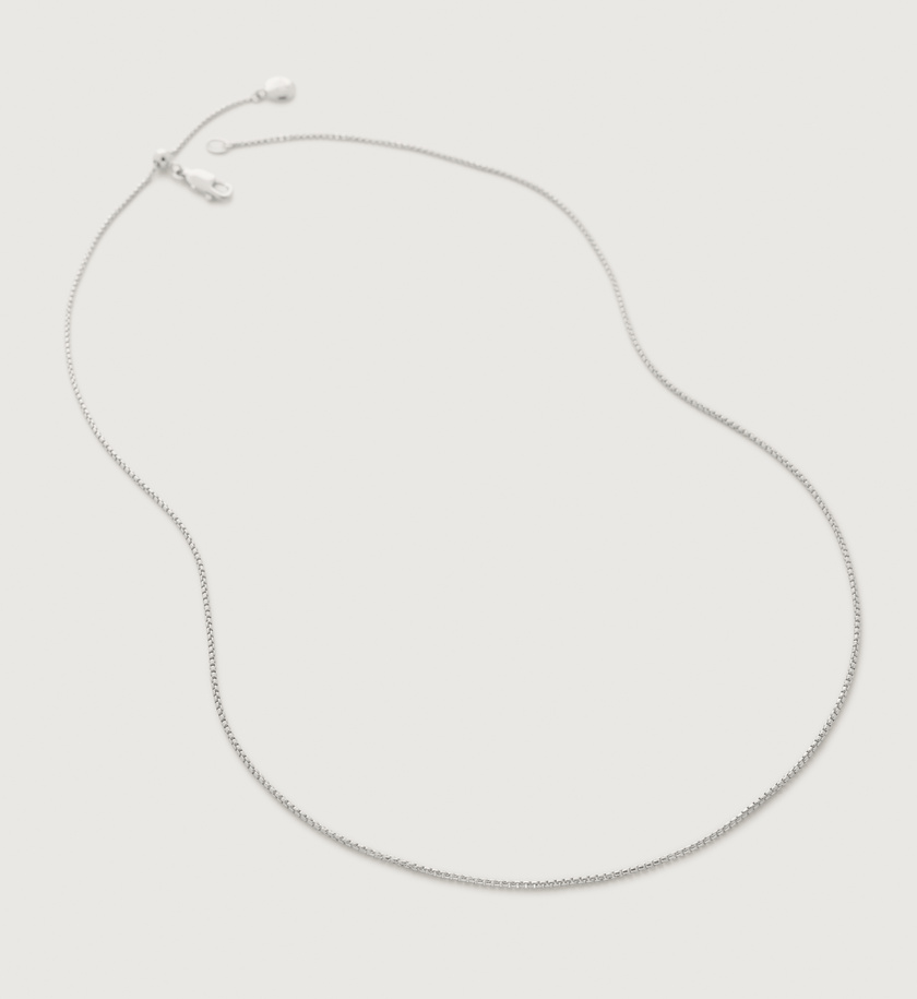 Fine Oval Box Chain Necklace adjustable 46cm/18' in Sterling Silver ...