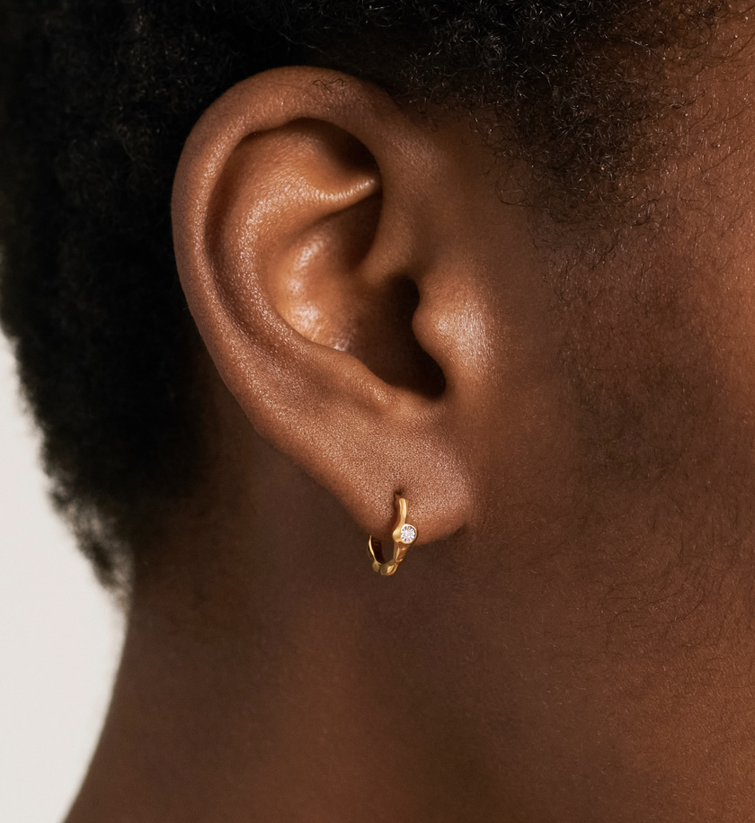 Siren Diamond Huggie Earrings in 18k Gold Vermeil on Sterling Silver ...