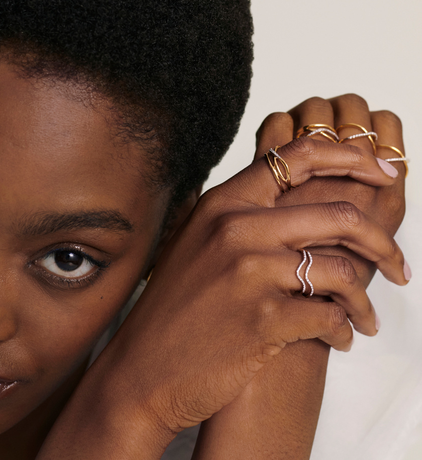 Riva Diamond Wishbone Stacking Ring in 18k Gold Vermeil on Sterling ...