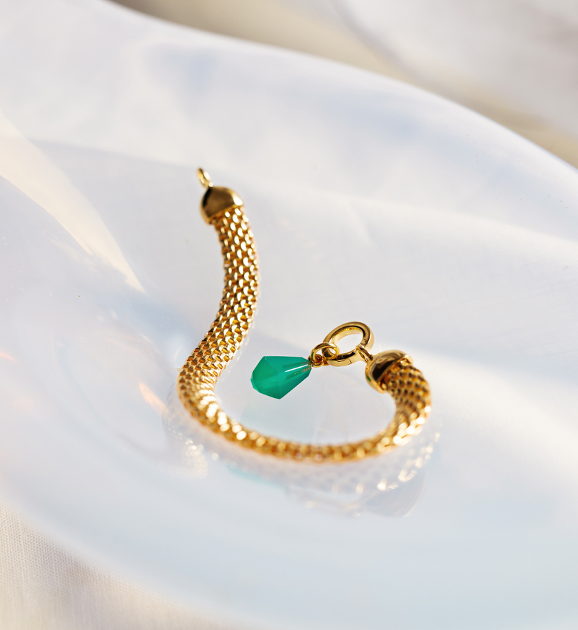 Geometric Gemstone Pendant Charm in 18ct Gold Vermeil on Sterling ...