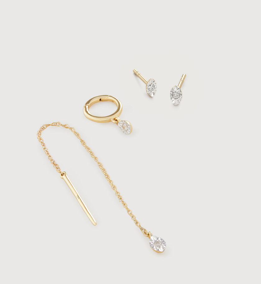 Solid Gold Diamond Marquise and Teardrop Ear Stack | Jewellery Sets ...