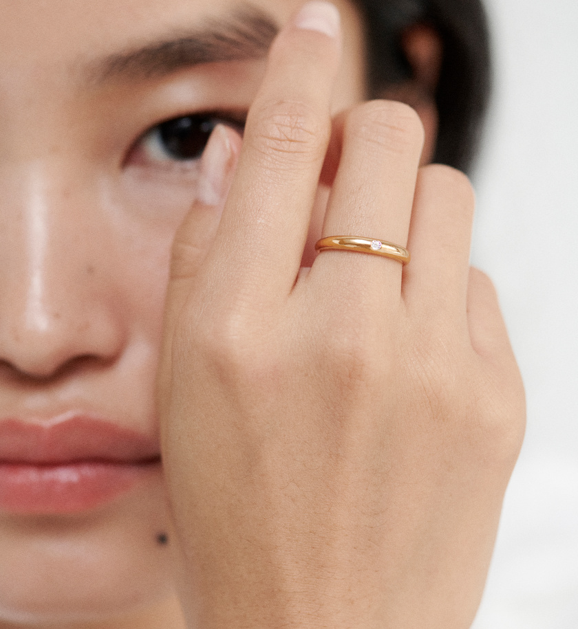 Deia Mini Diamond Ring in 18k Gold Vermeil on Sterling Silver and ...