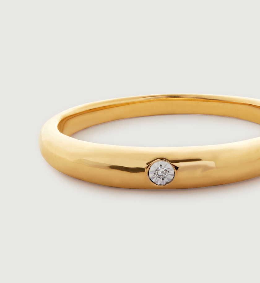Deia Mini Diamond Ring in 18k Gold Vermeil on Sterling Silver and ...