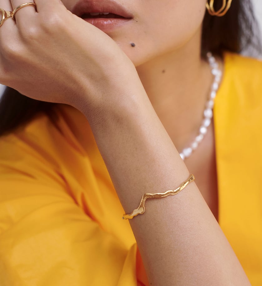 Wishbone Bangle in 18k Gold Vermeil on Sterling Silver | Jewellery by ...