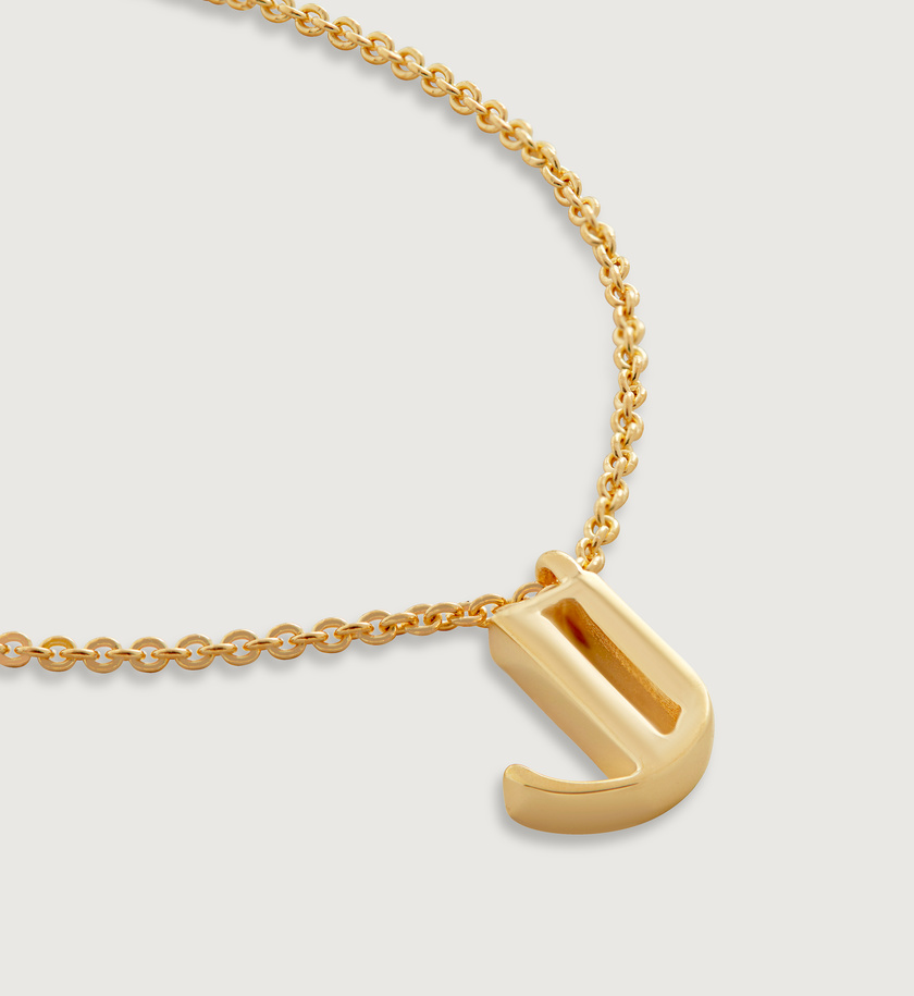 Initial J Necklace Adjustable 41-46cm/16-18” in 18ct Gold Vermeil on ...