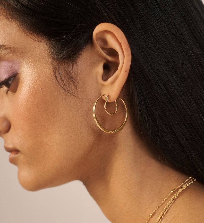 Flow Medium Hoop Earring in 18ct Gold Vermeil on Sterling Silver - Gold ...