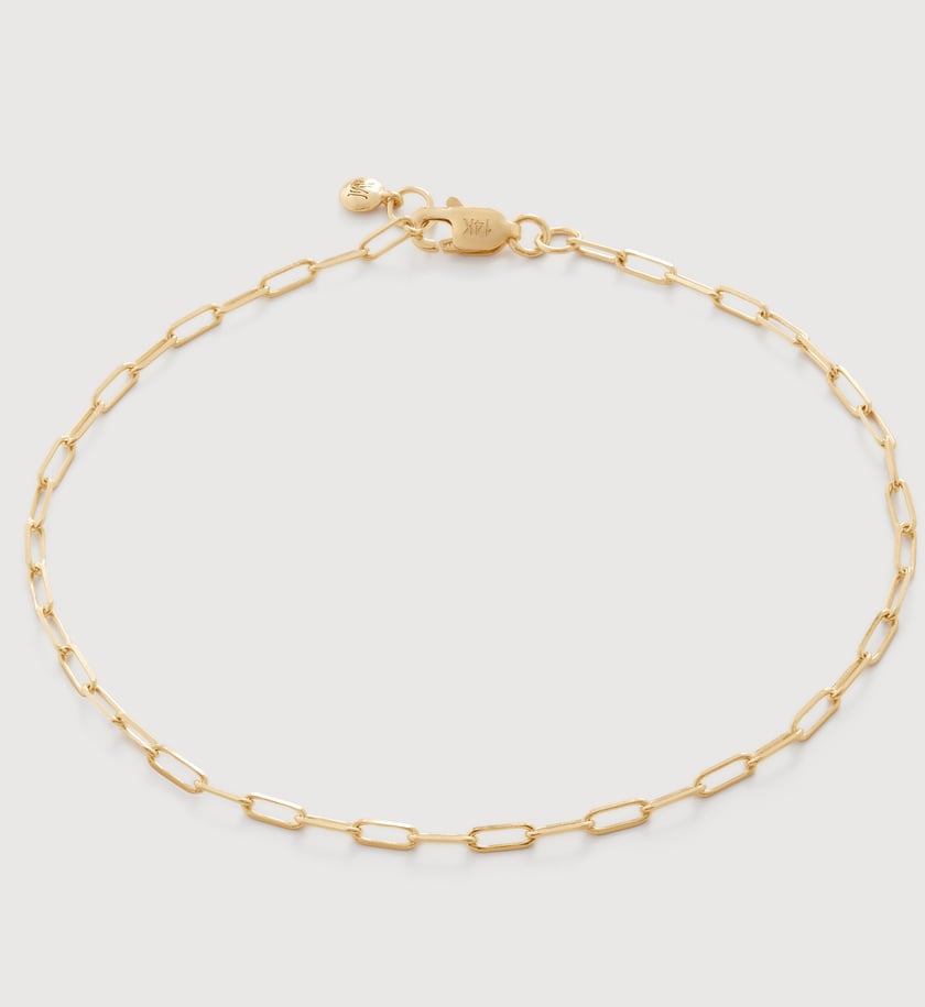 Mini Paperclip Chain Bracelet in 14k Solid Gold | Jewellery by Monica ...