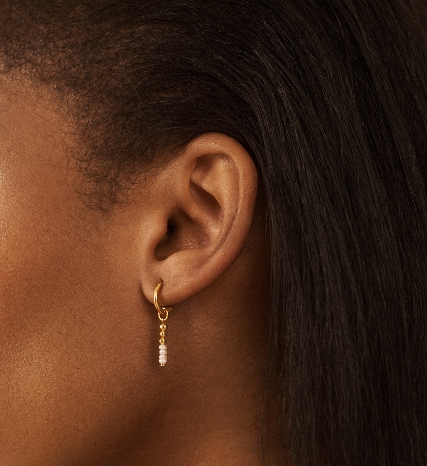 Siren Muse Tiny Pearl Mini Huggie Earrings | Jewellery Sets | Monica ...