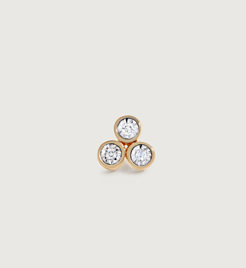 Diamond Cluster Single Labret Piercing Earring in 14k Solid Gold and ...