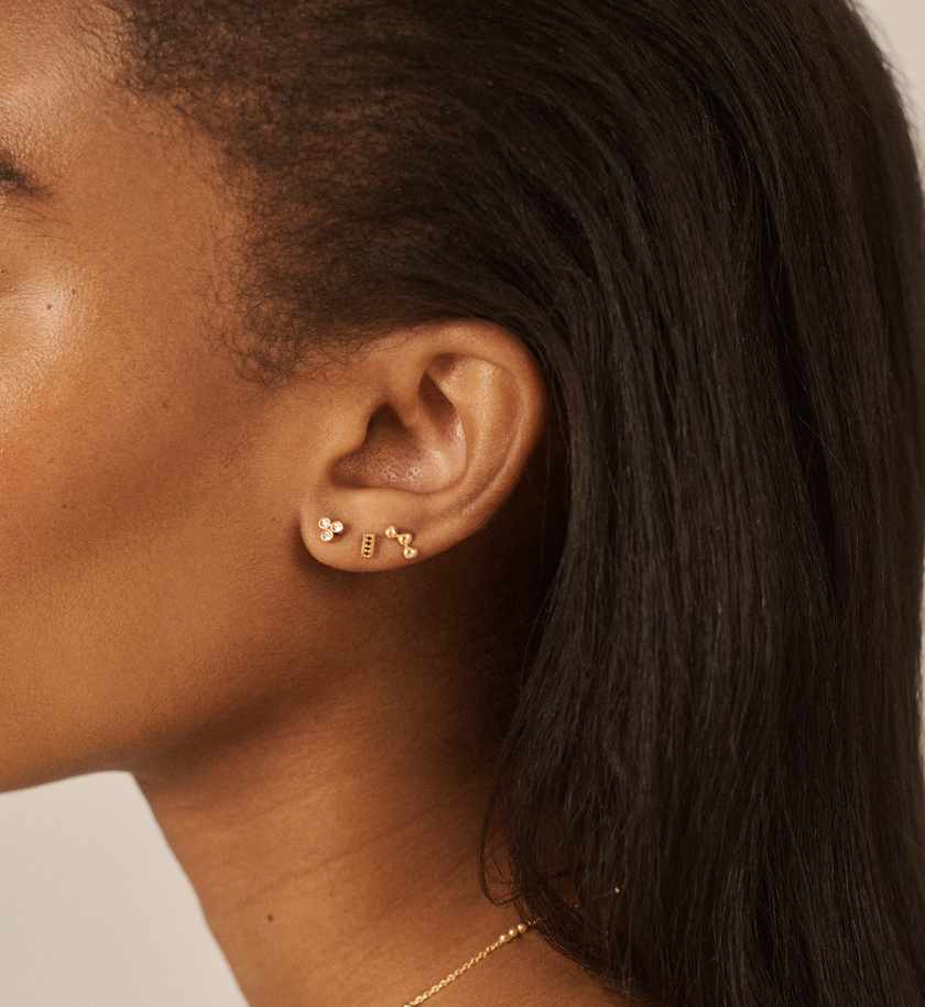 Diamond Cluster Single Labret Piercing Earring in 14k Solid Gold and ...