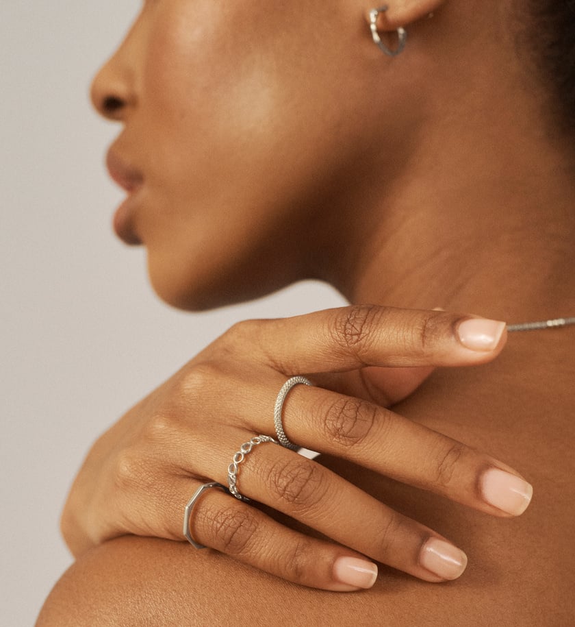 Nura Open Stacking Ring in Sterling Silver | Jewellery by Monica Vinader
