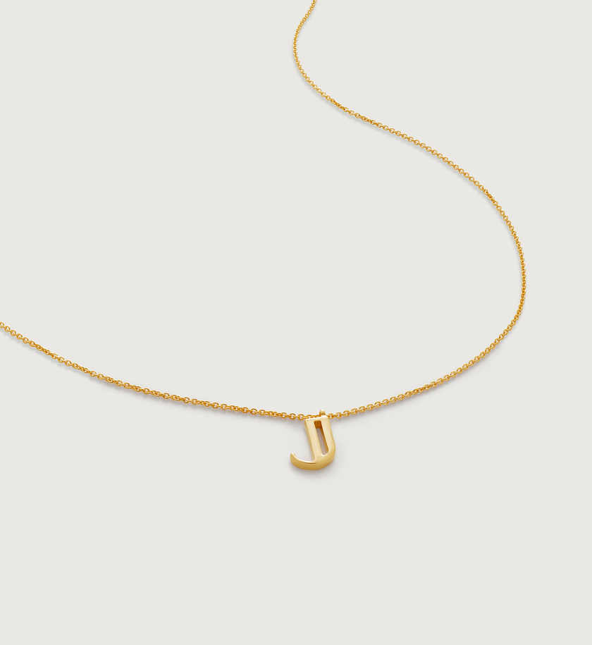 Initial J Necklace Adjustable 41-46cm/16-18' in 18k Gold Vermeil on ...