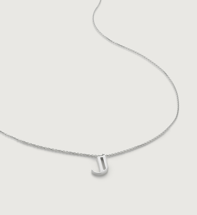 Initial J Necklace Adjustable 41-46cm/16-18' in Sterling Silver ...