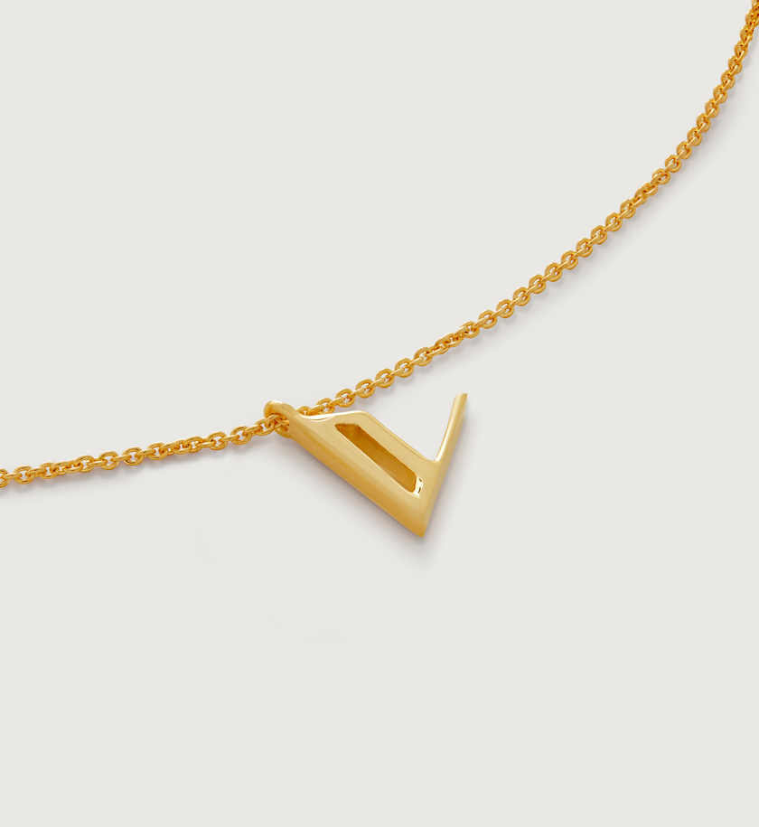 Initial V Chain Necklace in 18k Gold Vermeil on Sterling Silver ...