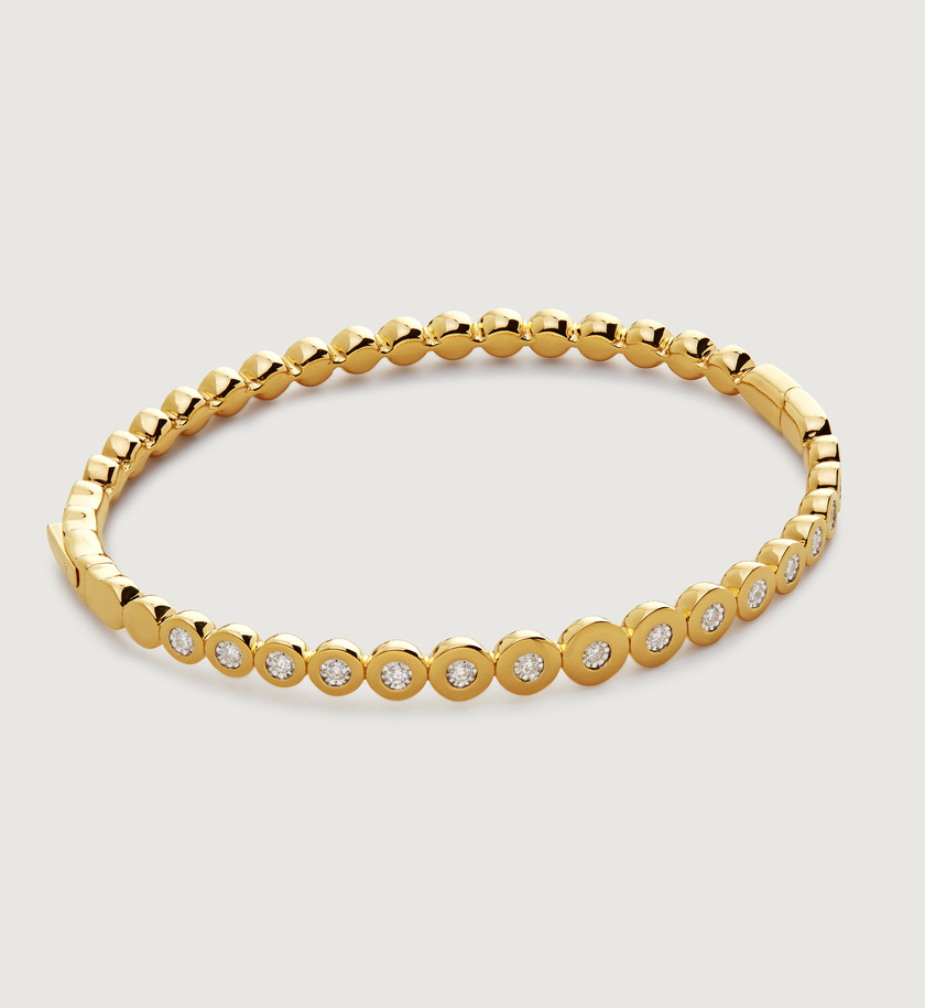 Graduated Diamond Bangle in 18k Gold Vermeil on Sterling Silver and Lab ...