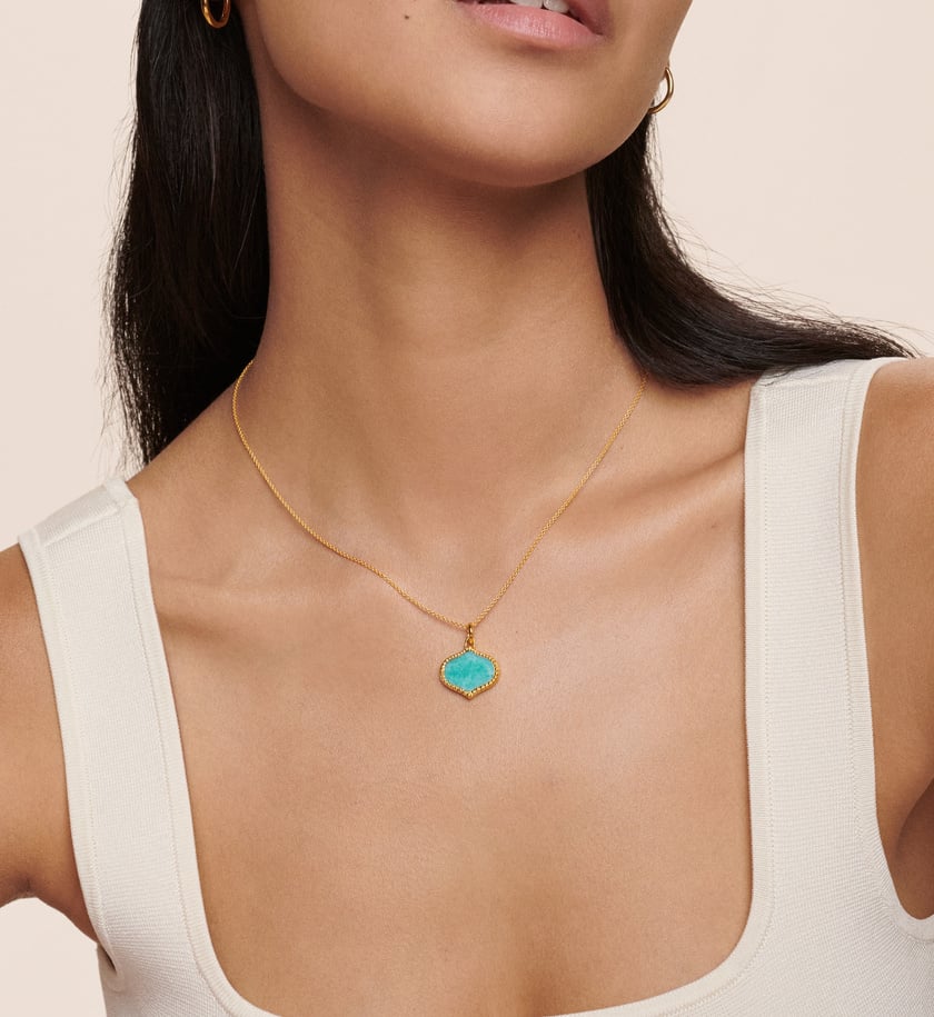 Lotus Gemstone Pendant Charm in 18k Gold Vermeil on Sterling Silver and ...