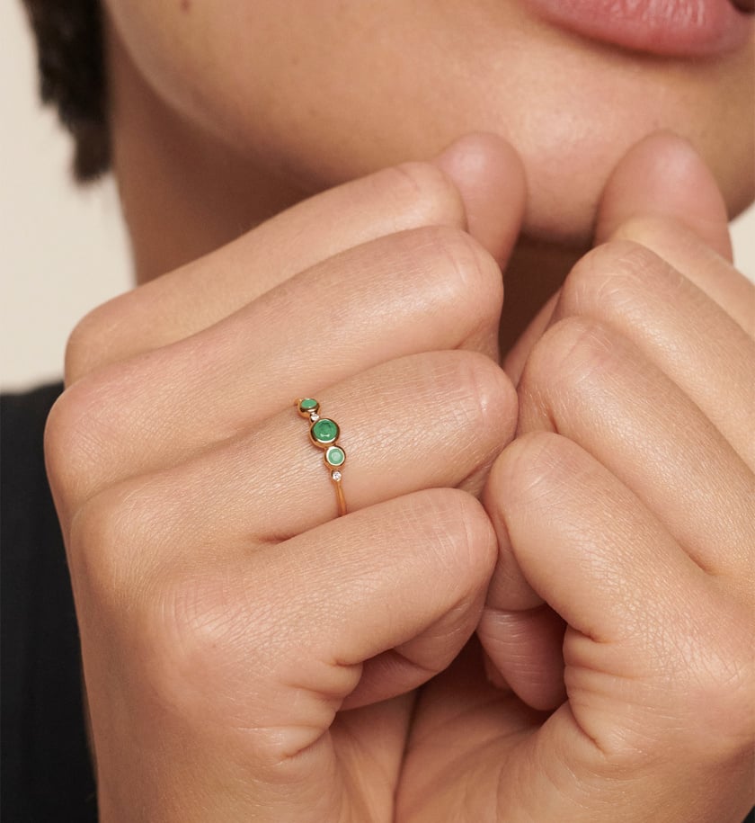 Lab Grown Diamond Siren Gemstone Cluster Ring in 14k Solid Gold and ...