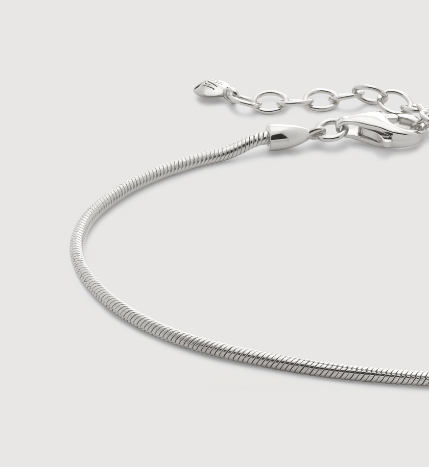Round Thin Snake Chain Bracelet in Sterling Silver | Jewellery by Monica Vinader
