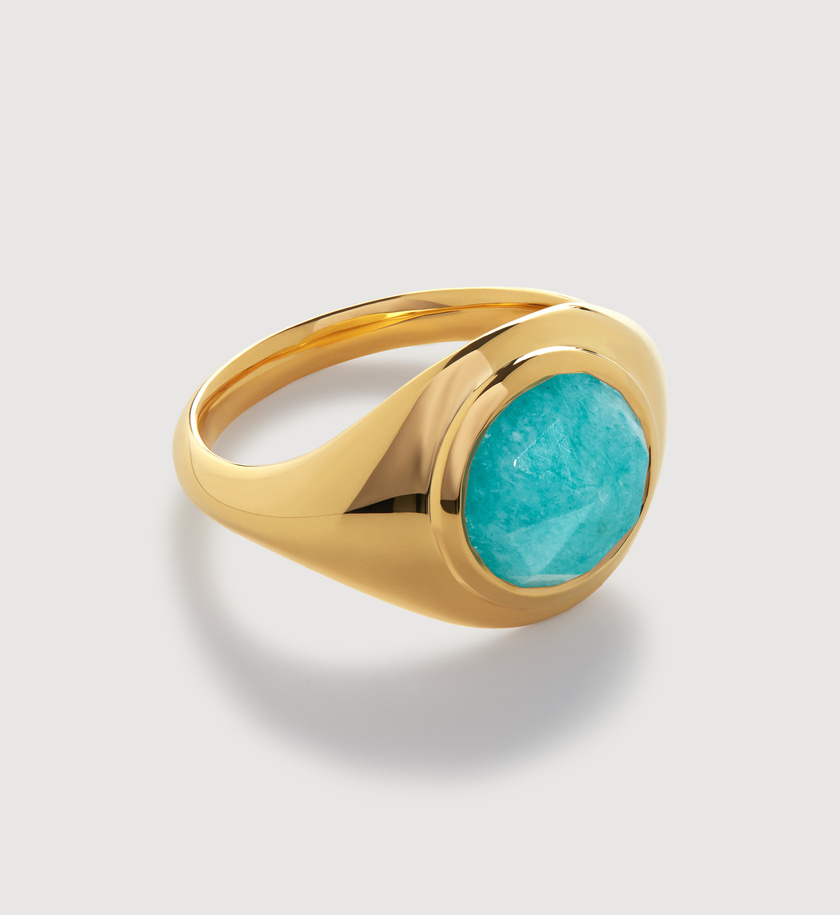 Eclipse Gemstone Signet Ring in 18k Gold Vermeil on Sterling Silver and ...