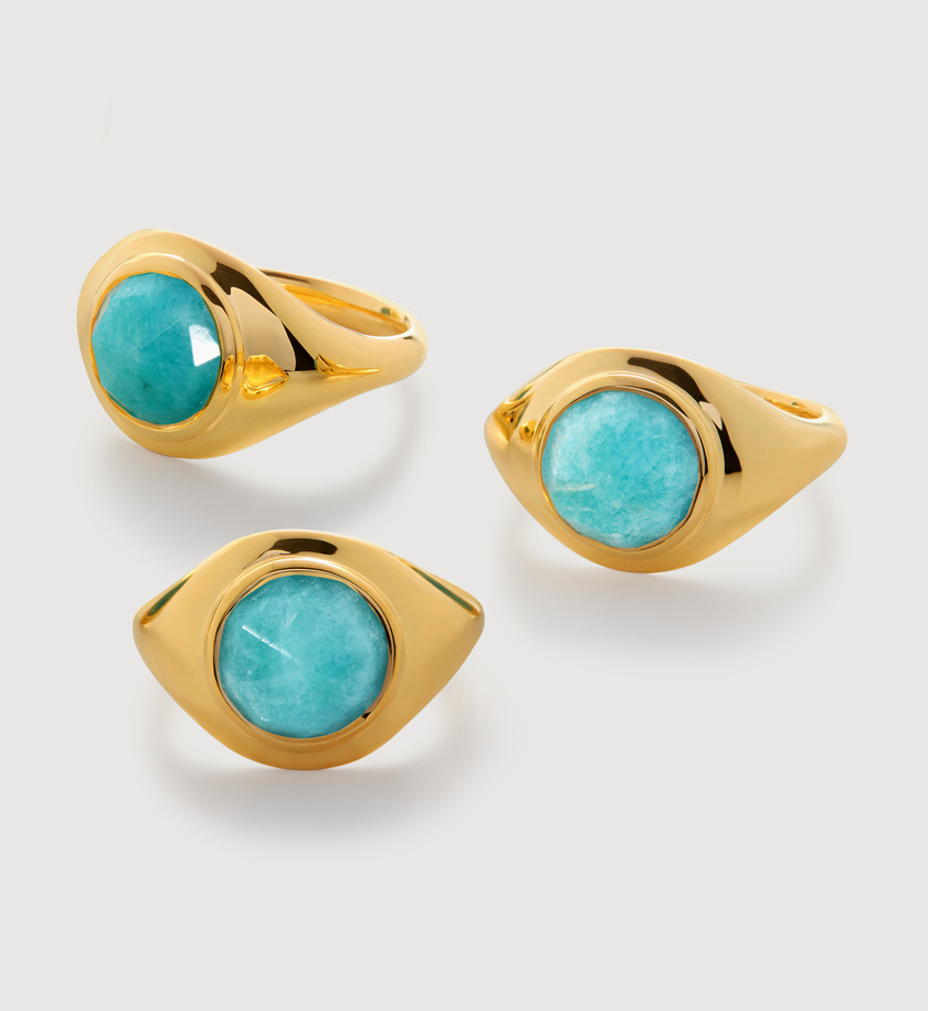 Eclipse Gemstone Signet Ring in 18k Gold Vermeil on Sterling Silver and ...
