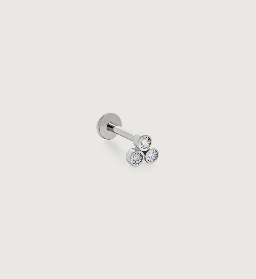 Diamond Cluster Single Labret Piercing Earring in 14k Solid White Gold ...