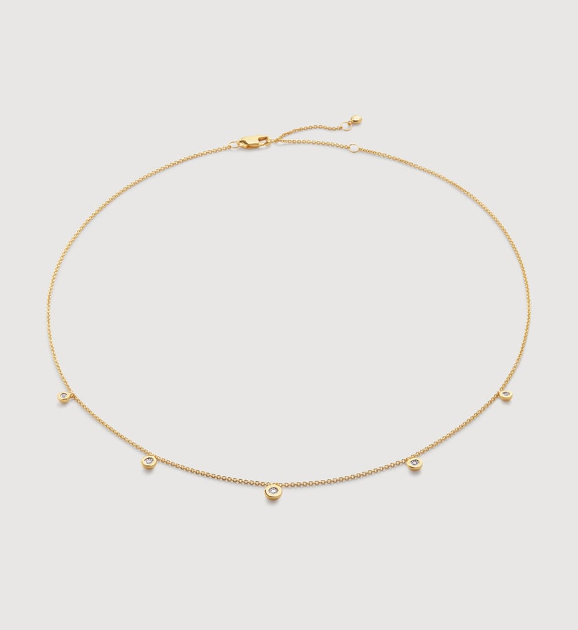 Lab Grown Diamond Station Necklace Adjustable 41-46cm/16-18' in 18k ...