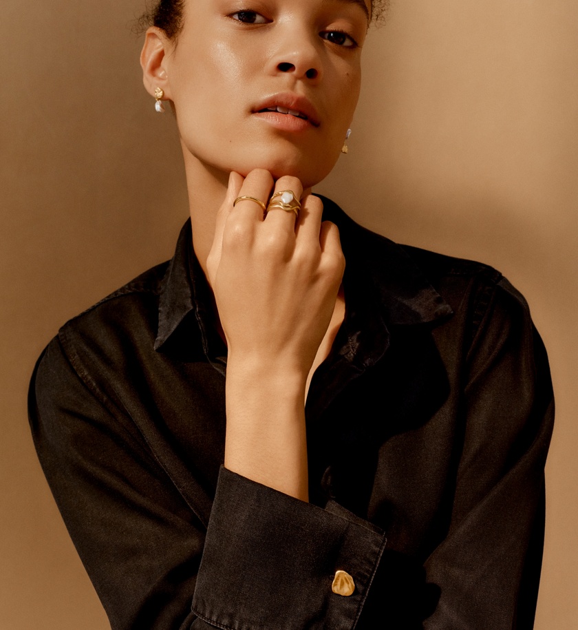 Monica Shirt and Amy Powney Pearl Cufflinks Set in Fabric and Pearl | Jewellery by Monica Vinader