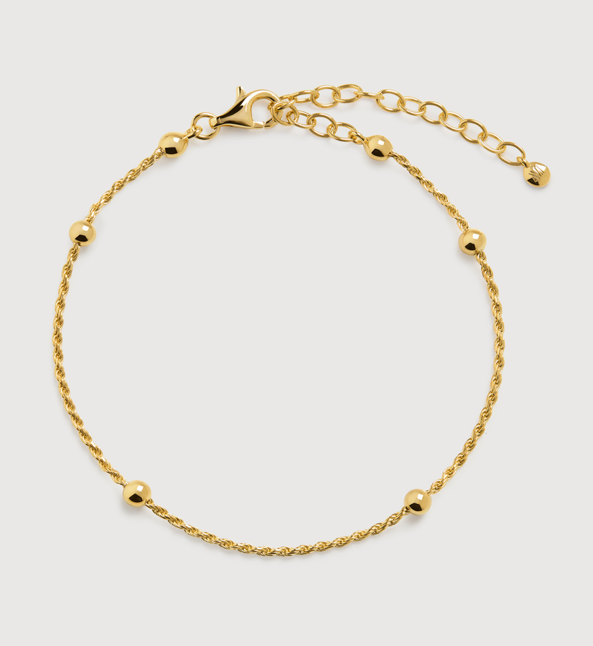 Beaded Rope Chain Bracelet in 18k Gold Vermeil on Sterling Silver ...